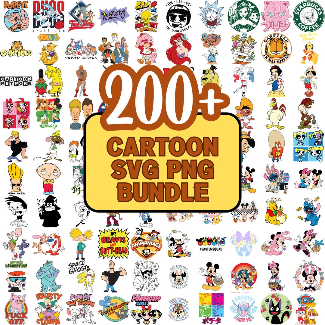 200+ Cartoon Retro Svg Png Bundle, Cartoon Design Png, Cartoon ...