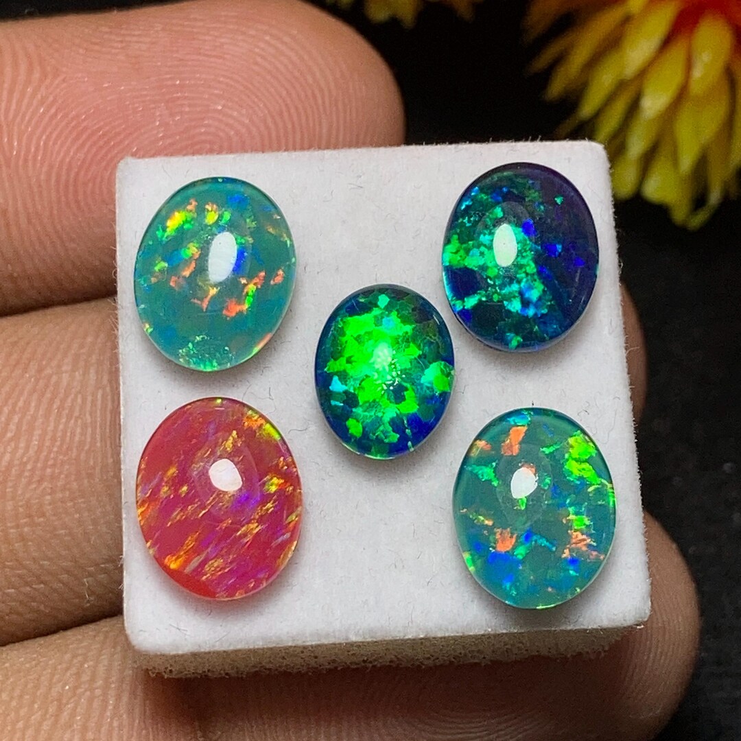 Triplet Opals Cabochon Lot - 05 Pieces ( Details in Description ...