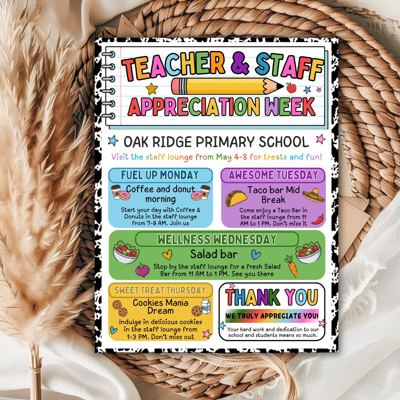 Teachers and Staff Appreciation Week Event Flyer, Teacher & Staff ...