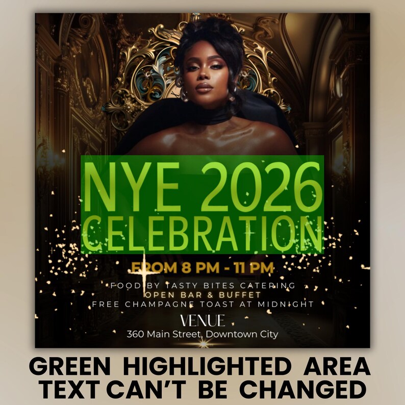Editable Canva Motion Club Flyer Template, Ball Drop New Years Eve 2026 ...