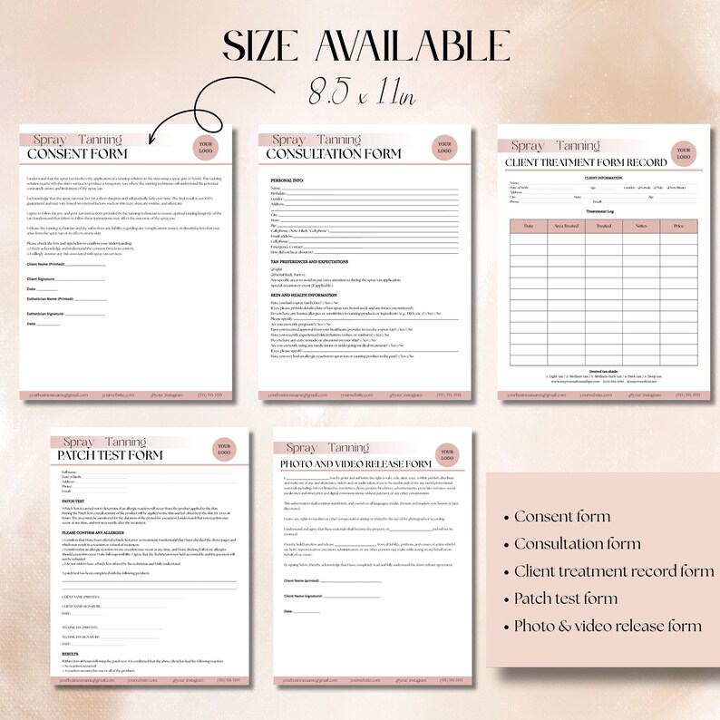 Editable Spray Tan Forms, Spray Tanning Business, Client Intake and ...