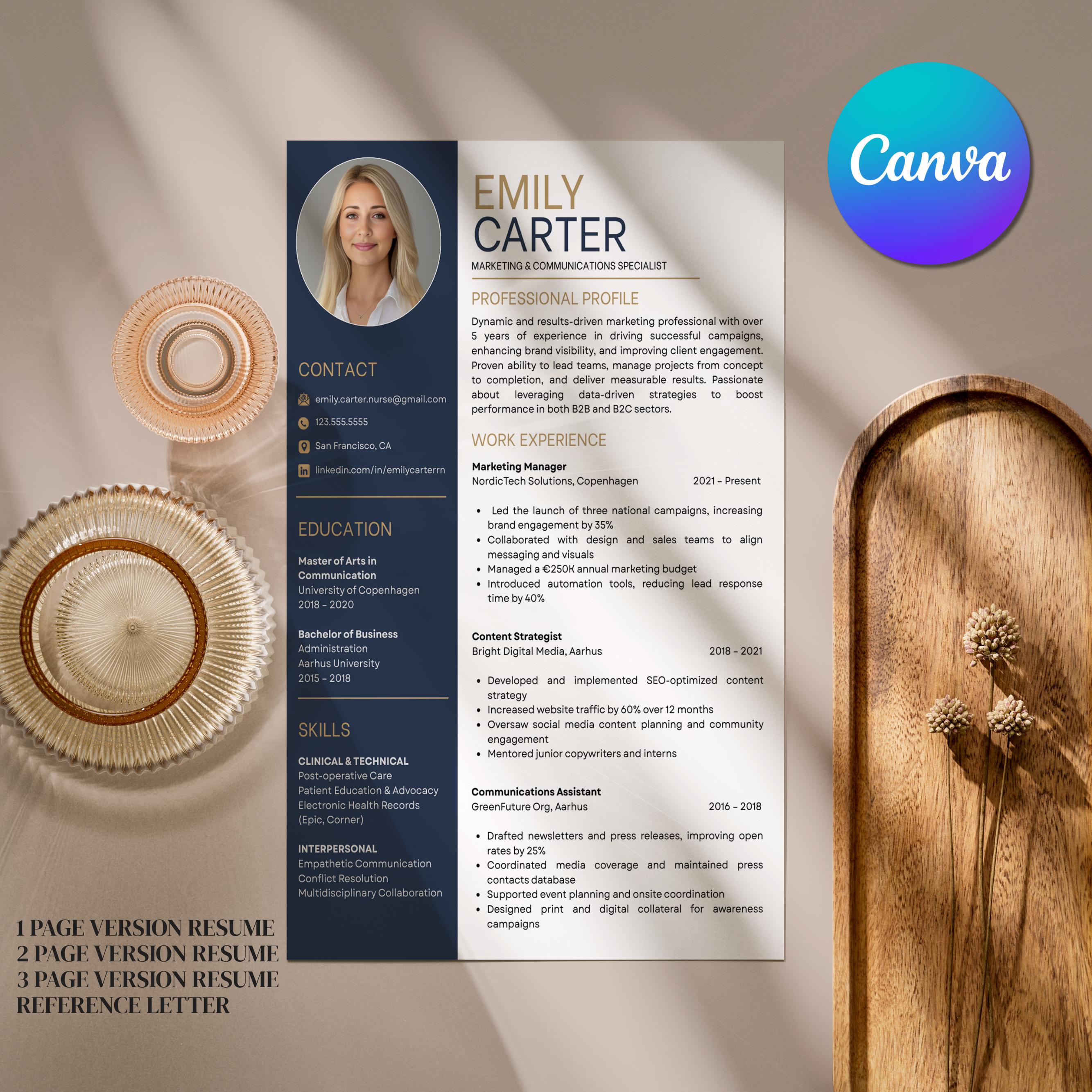 Modern Resume Template With Photo, 2026 Professional CV for Mac Pages ...
