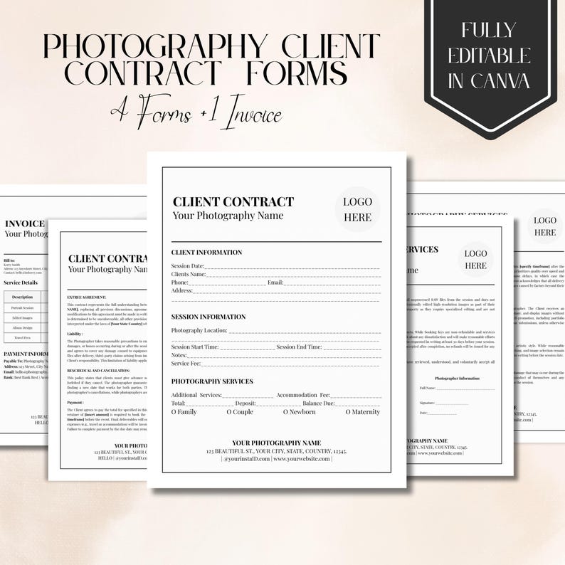 Editable Photography Client Contract Template, Photography Forms ...