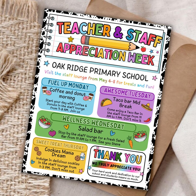 Teachers and Staff Appreciation Week Event Flyer, Teacher & Staff ...