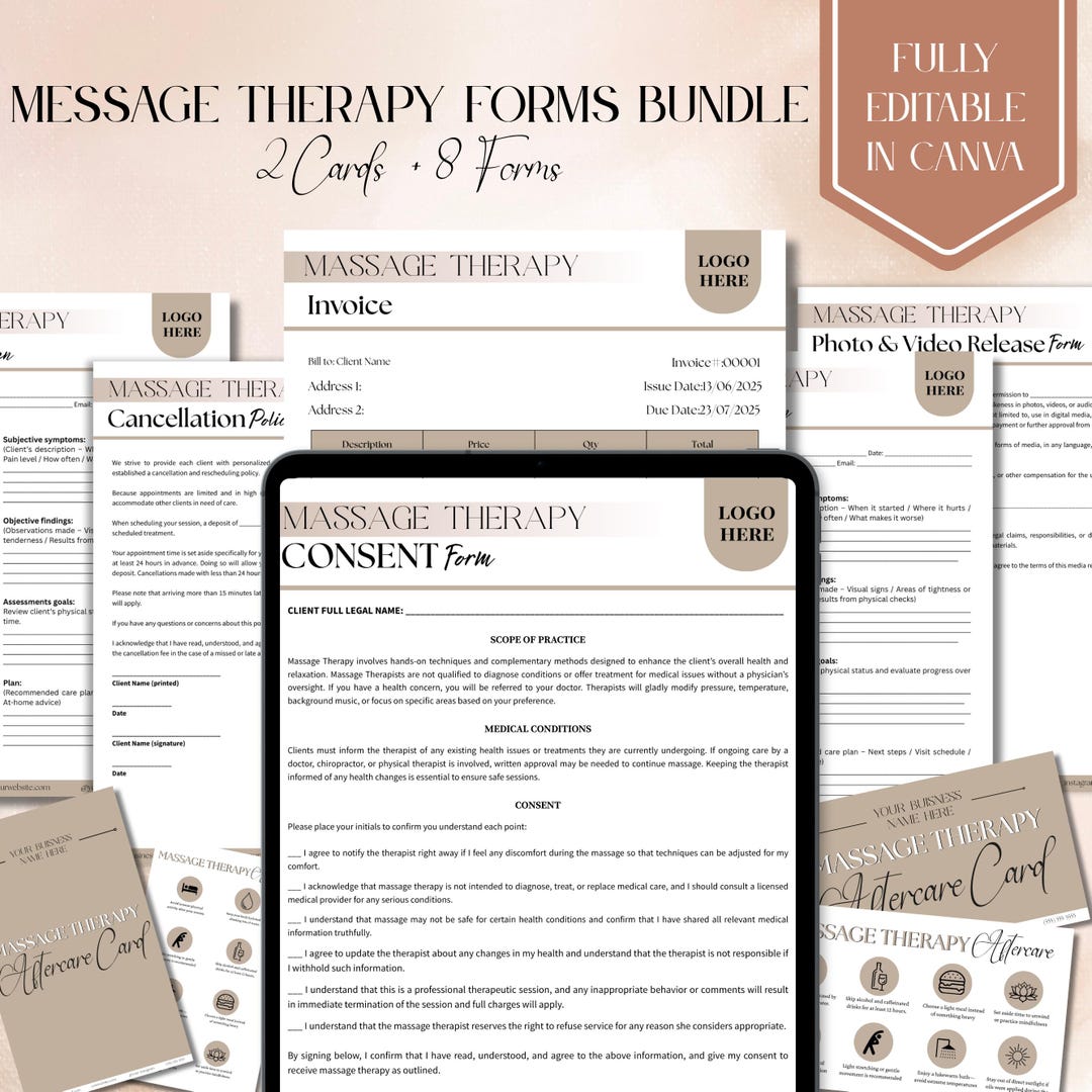 Editable Massage Therapy Form, Massage Intake Form, Massage Aftercare ...