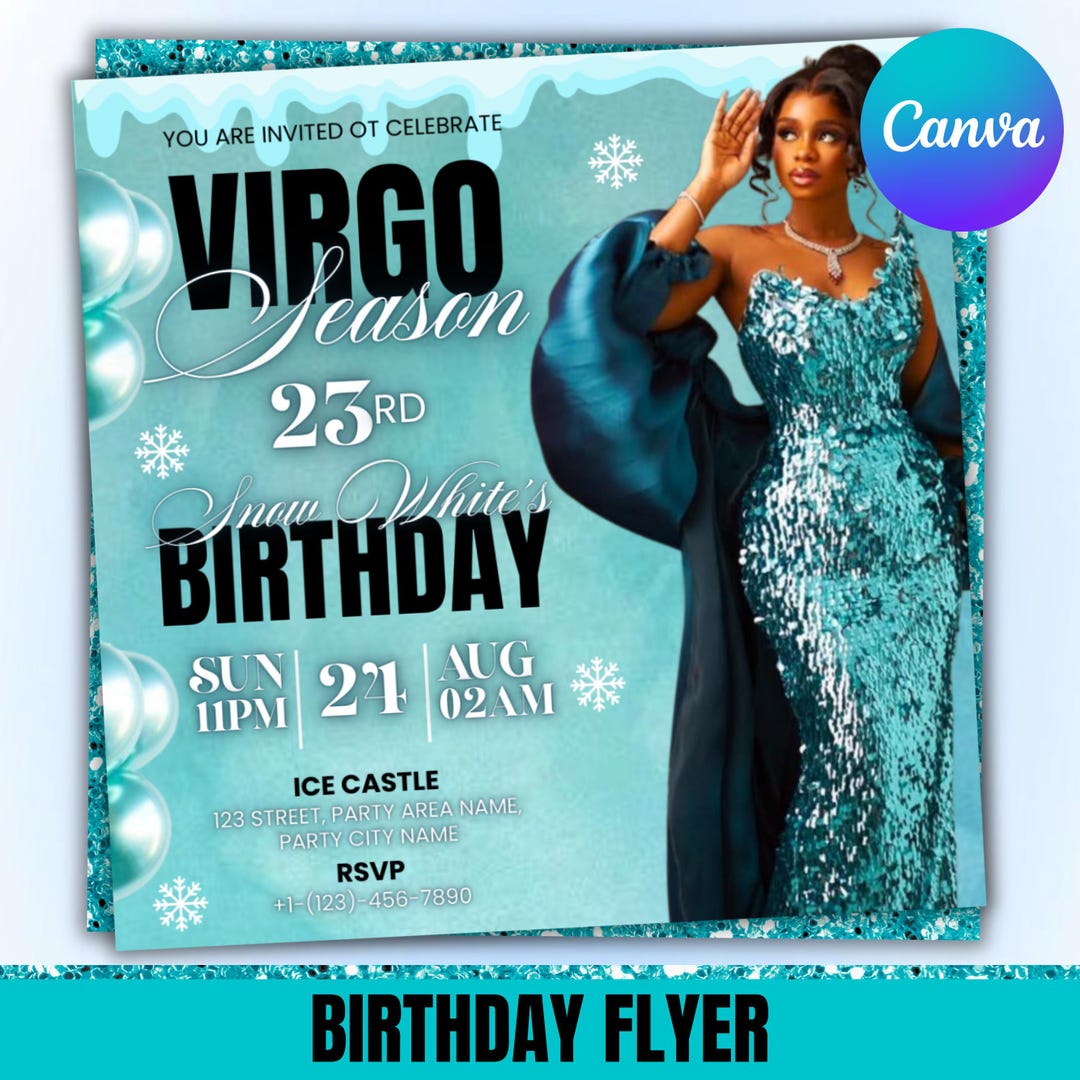 Virgo Birthday Flyer, Birthday Party Invitation Flyer, Virgo Season ...