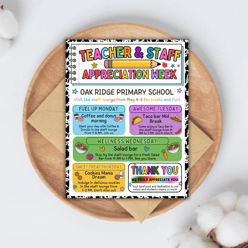 Teachers and Staff Appreciation Week Event Flyer, Teacher & Staff ...
