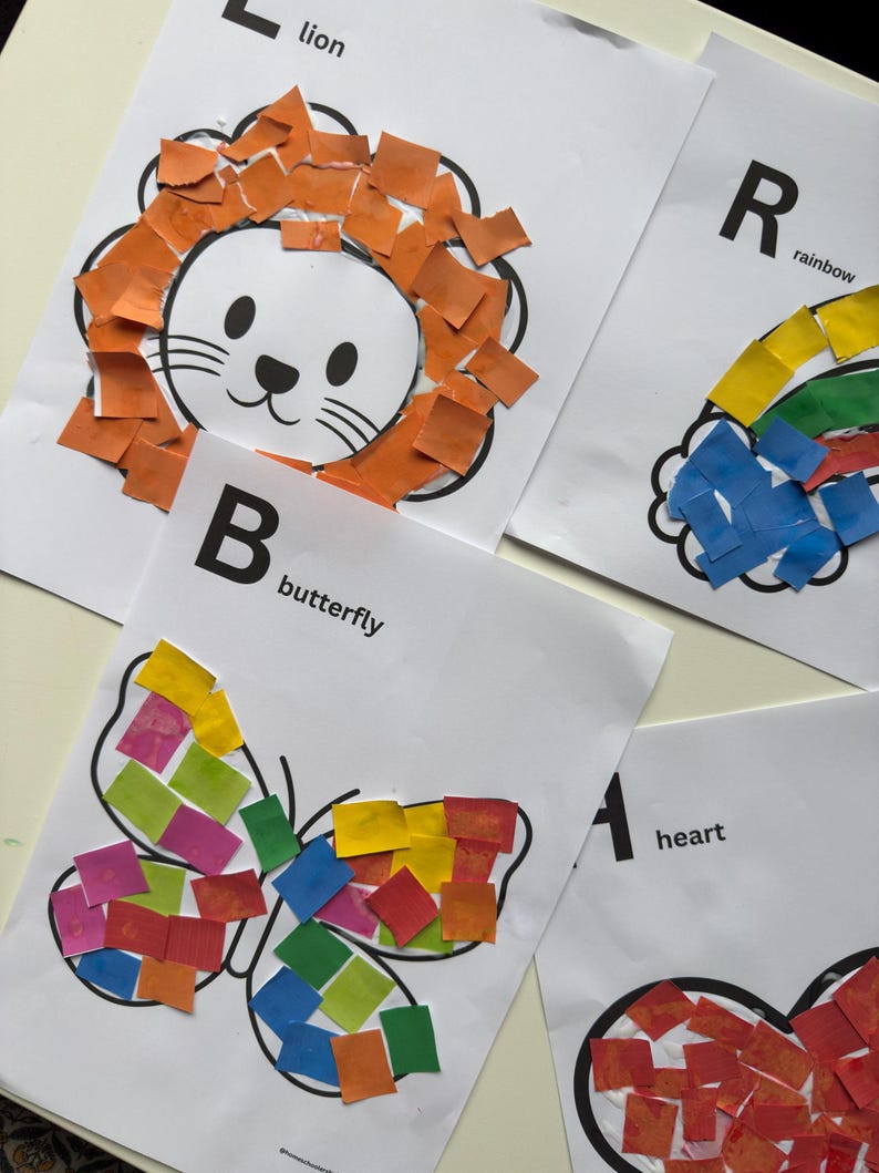 A-Z Collage Art Printable Pack: Kids' Fine Motor Skills Activity (PDF ...