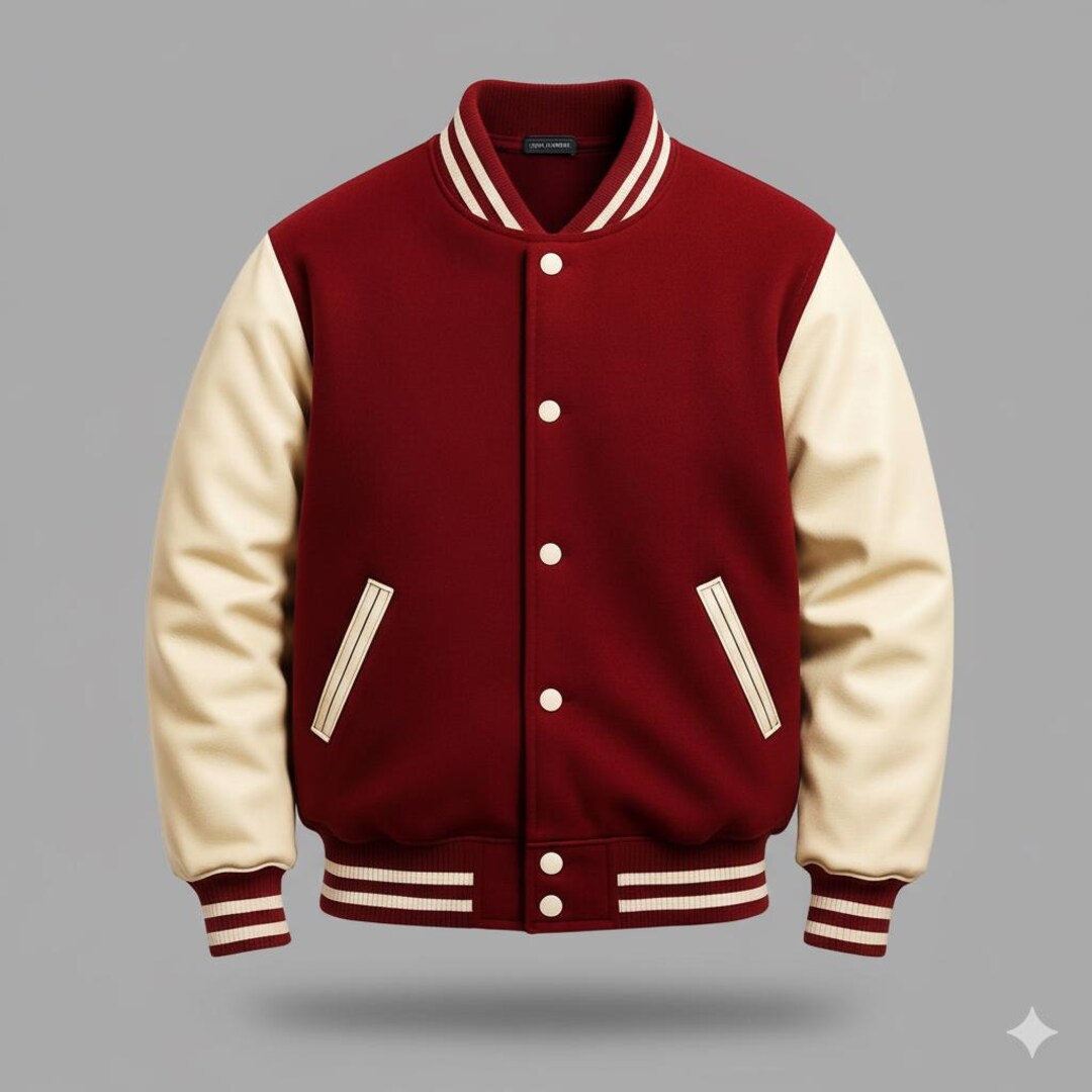 Custom Varsity Jacket Red Wool Body Yellow Leather Sleeves Personalized ...
