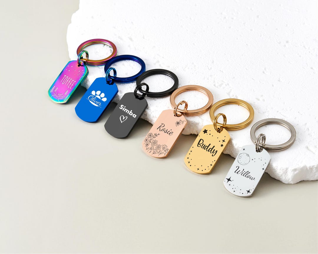 Personalized Pet Name Tag, Stainless Steel ID Tag for Dogs, Custom With ...