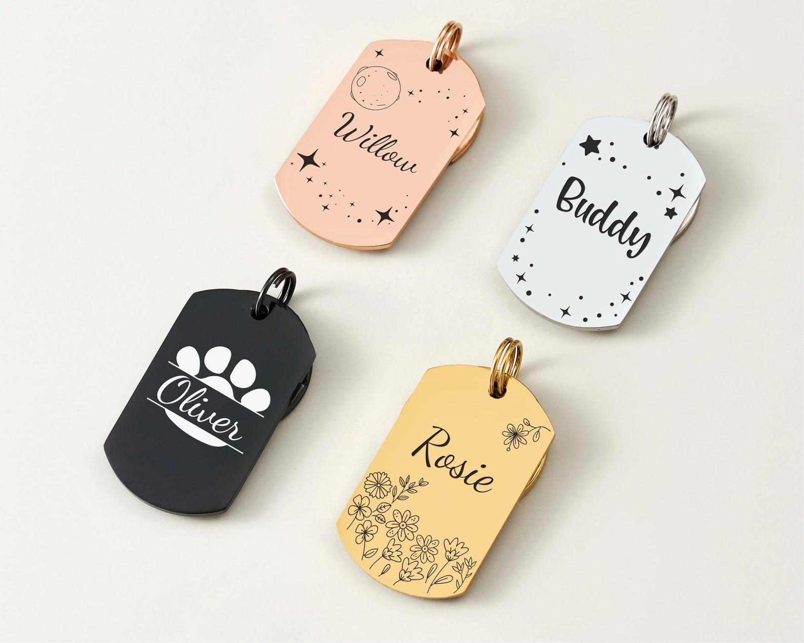Personalized Pet Tag, Custom Engraved Name Tag for Dogs, Durable ...