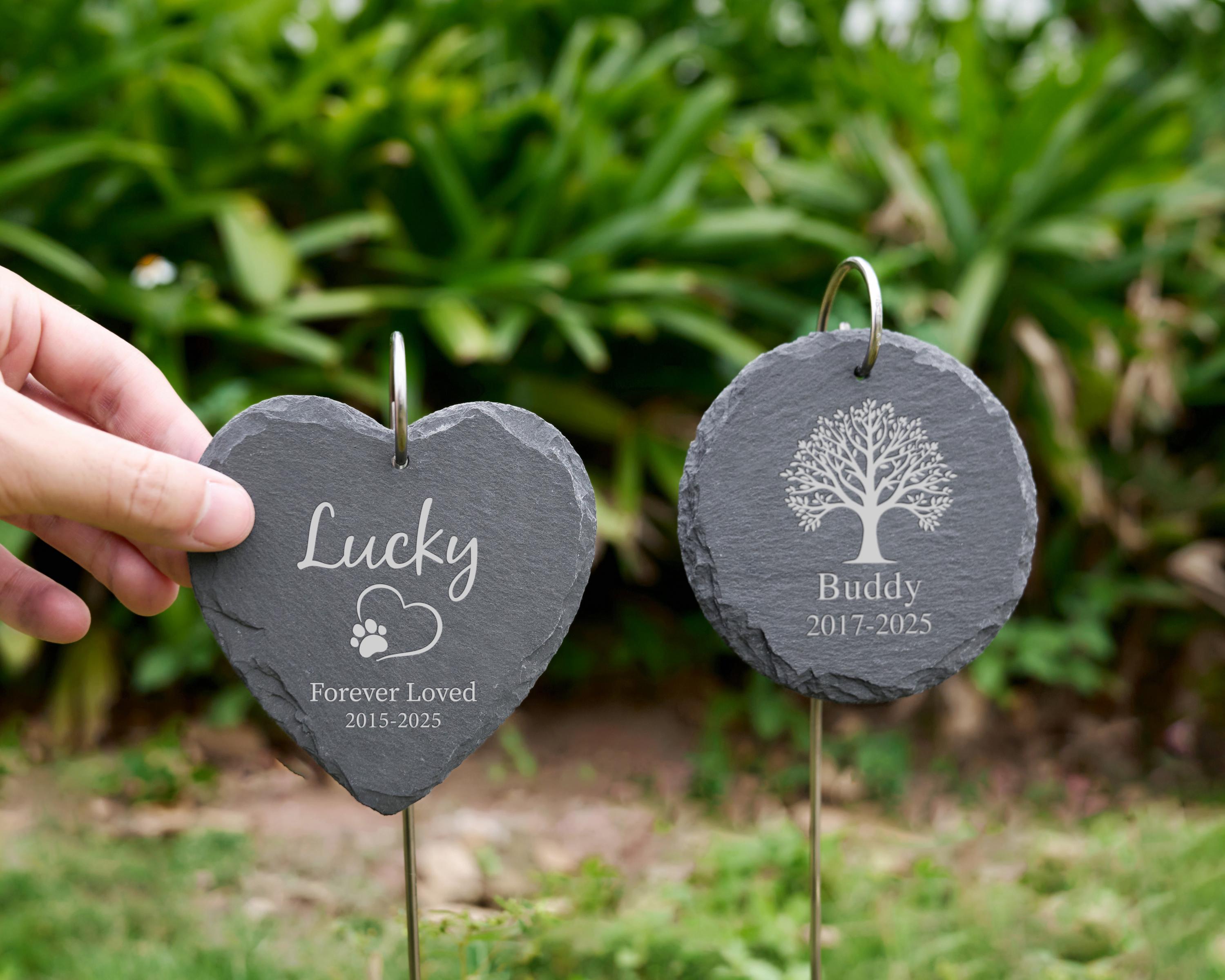 Custom Pet Grave Marker With Stake, Engraved Dog & Cat Memorial Garden ...