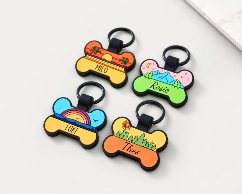 Custom Engraved Bone Dog Tag, Silent Silicone Pet ID Tag, Waterproof ...