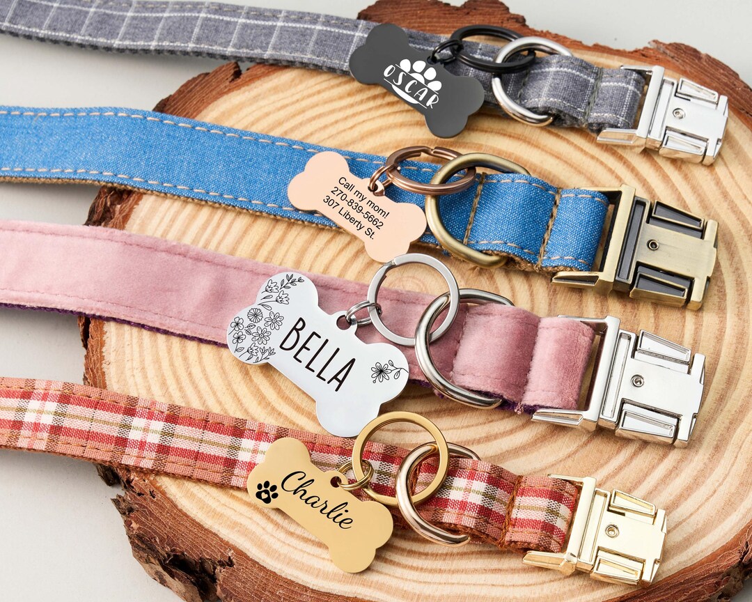 Custom Bone-shaped Dog Tag in Gold, Silver, Black, or Rose Gold ...