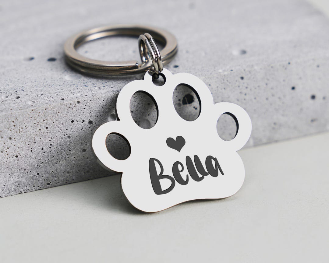 Personalized Paw Print Dog Tag - Custom Paw Dog ID Tag, Double-sided ...