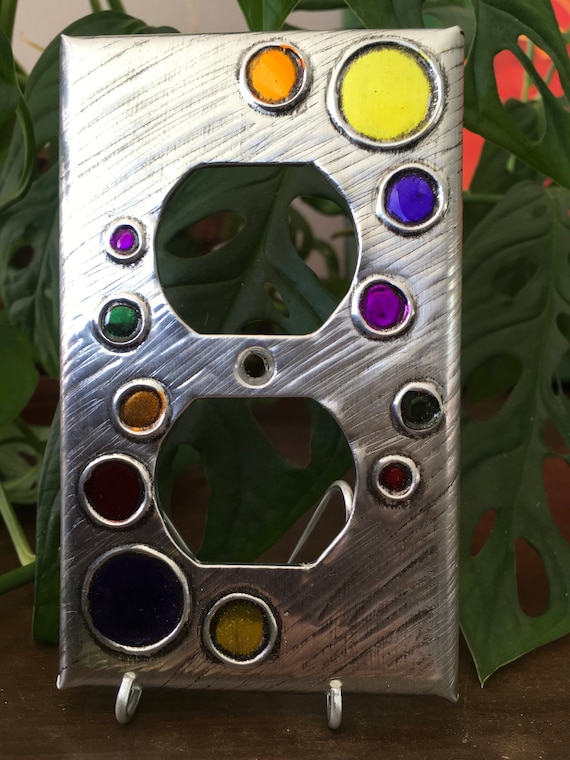 Circles Modern Multicolor Silver Metal Outlet Switch Plate | Etsy