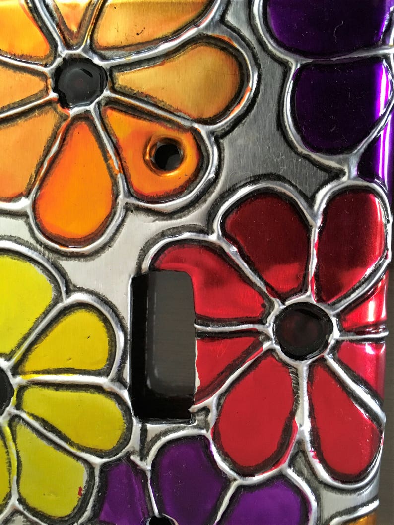 Flower Power Single Aluminum Handmade Silver Metal Switchplate Light ...