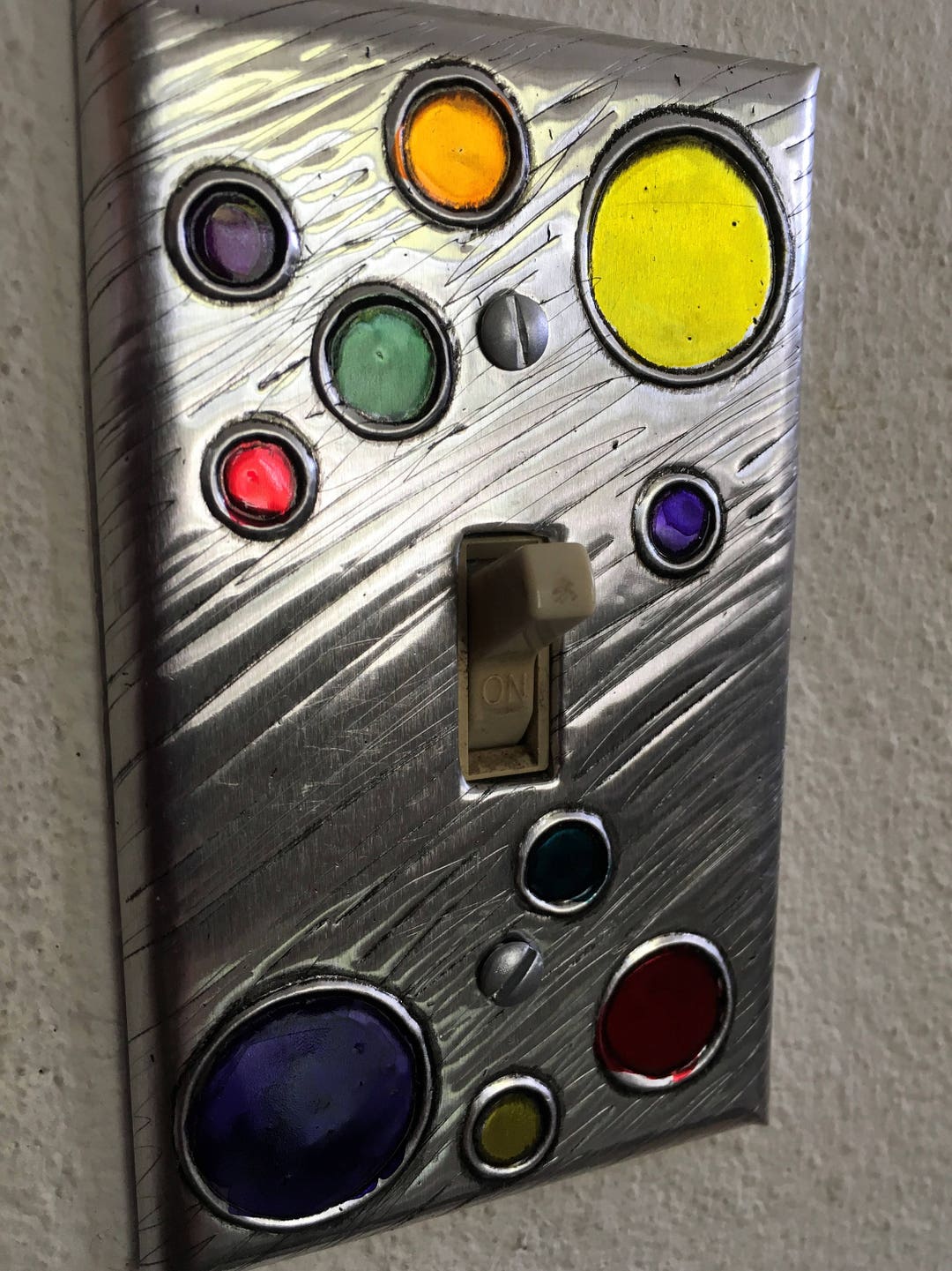 Colorful Circles Aluminum Switch Plate: Handcrafted Metal Light Switch ...