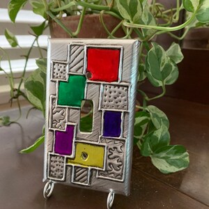 Squares Colors and Texture Silver Metal Single Switch Plate Switchplate ...