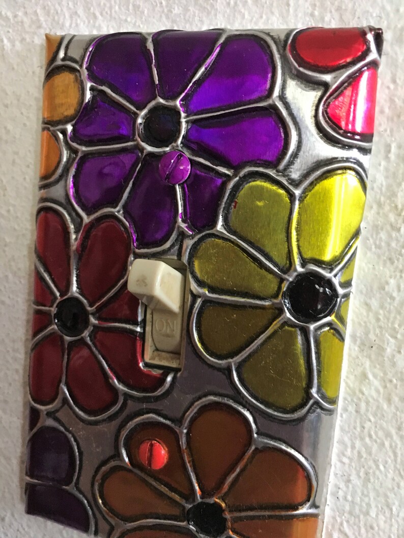 Flower Power Single Aluminum Handmade Silver Metal Switchplate Light ...