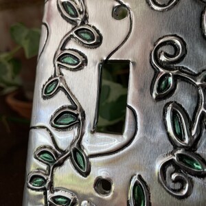 Leaves Leaf Green Silver Metal Double Toogle Switch Plate Switchplate ...