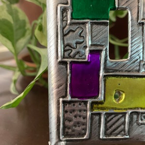 Squares Colors and Texture Silver Metal Single Switch Plate Switchplate ...