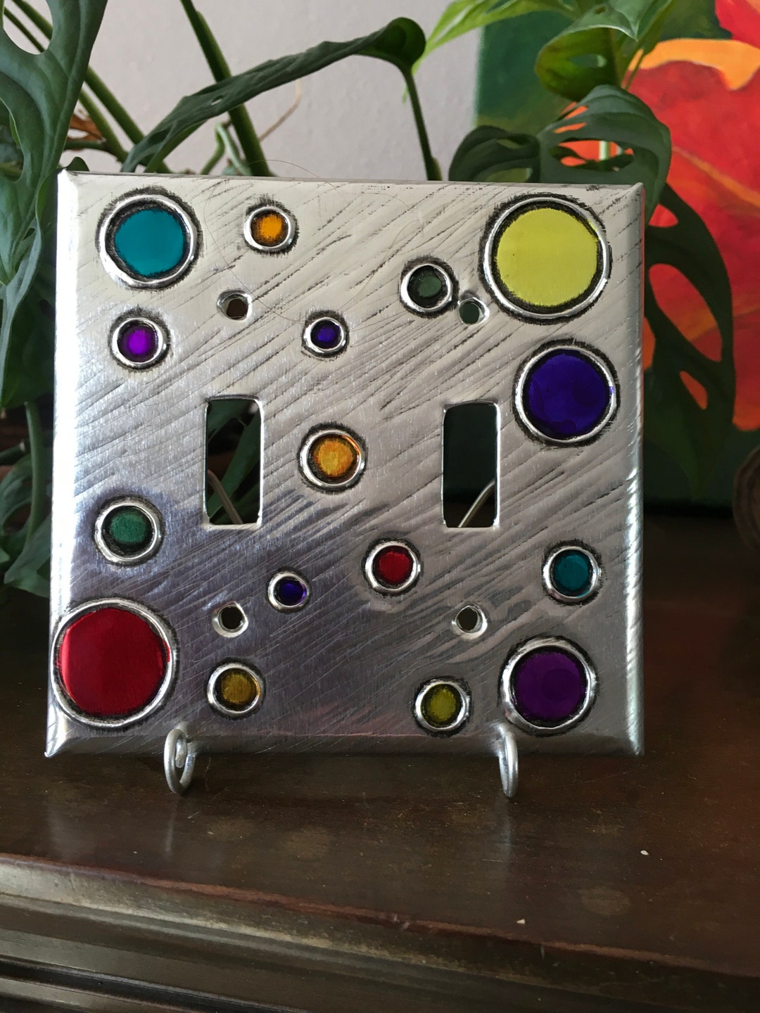 Circles Multicolor Modern Silver Double Switch Plate Switchplate - Etsy