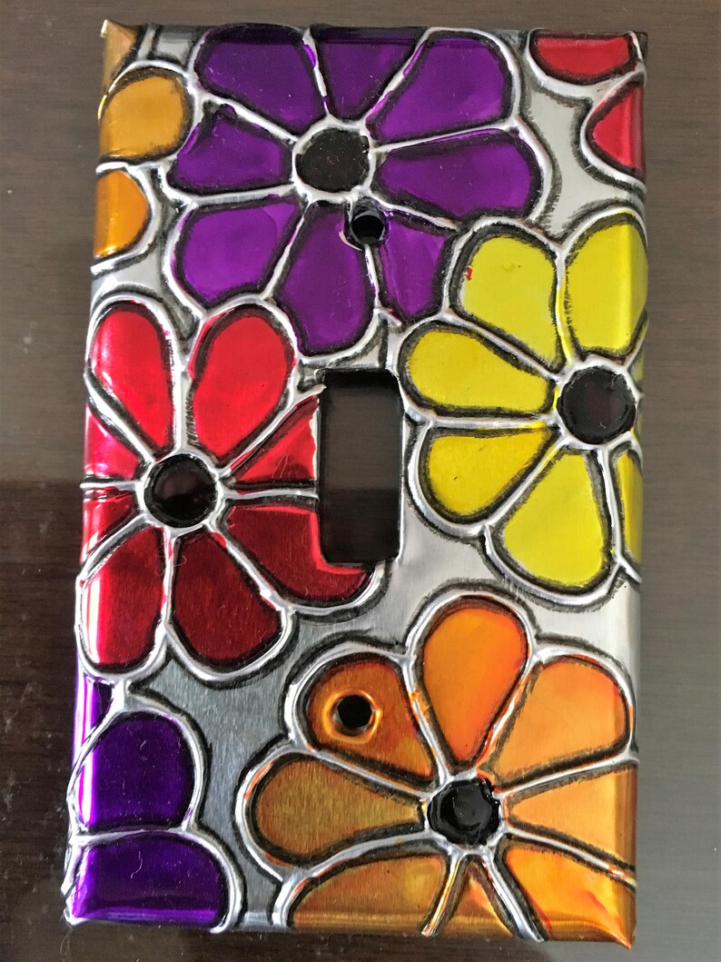 Flower Power Single Aluminum Handmade Silver Metal Switchplate Light ...