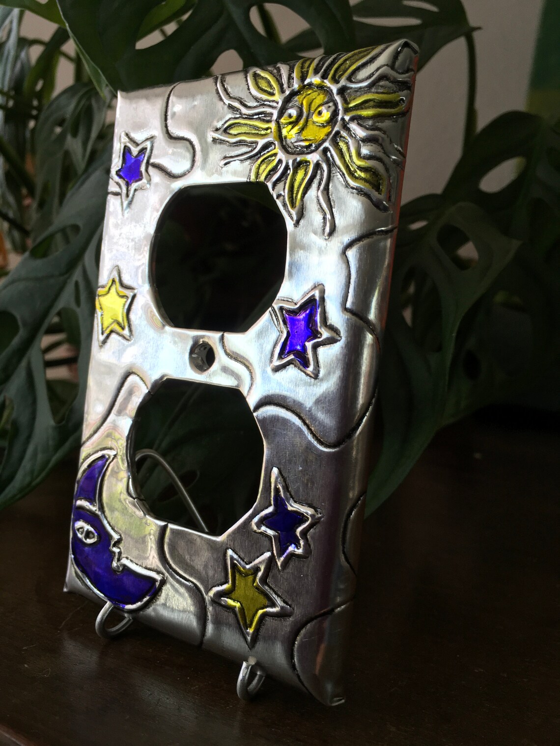 Sun Moon Stars Blue Silver Outlet Switch Plate Switchplate - Etsy