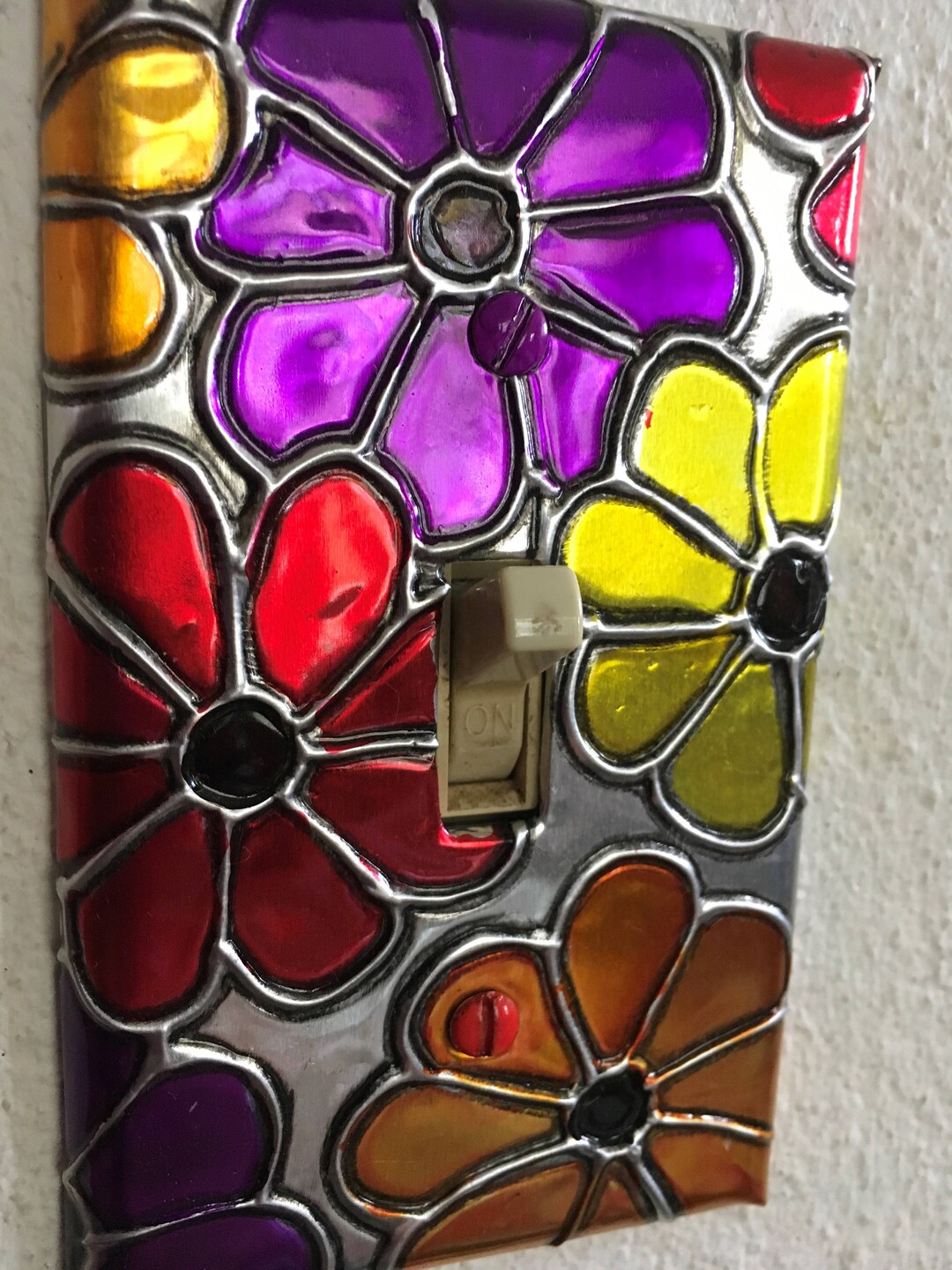 Flower Power Single Aluminum Handmade Silver Metal Switchplate Light ...