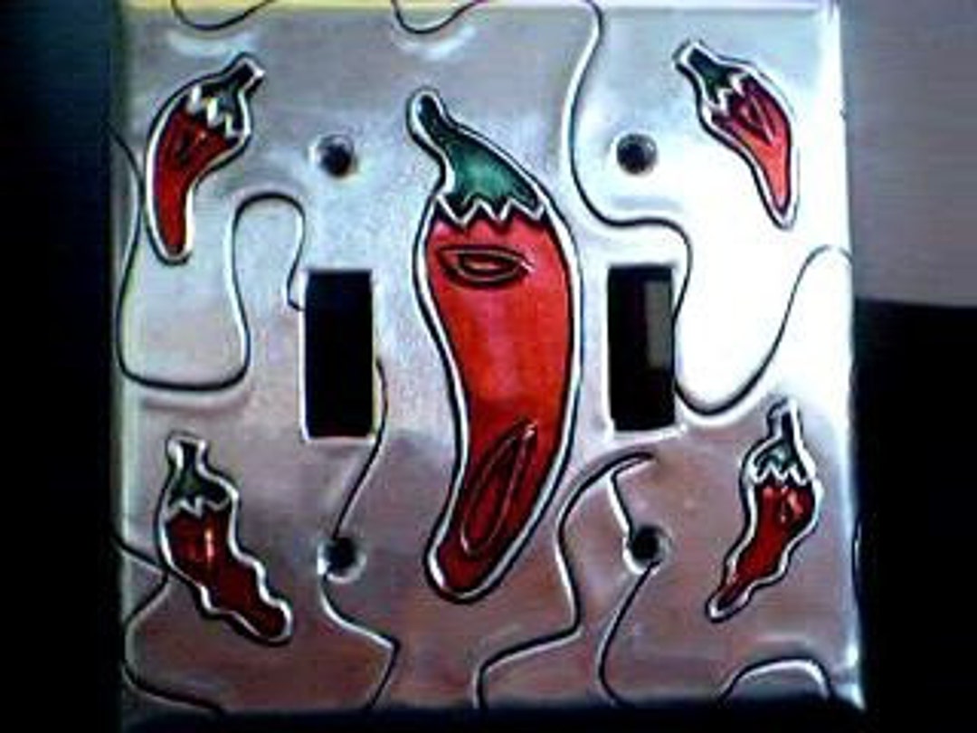 Chili Peppers Red Silver Metal Double Switchplate - Etsy