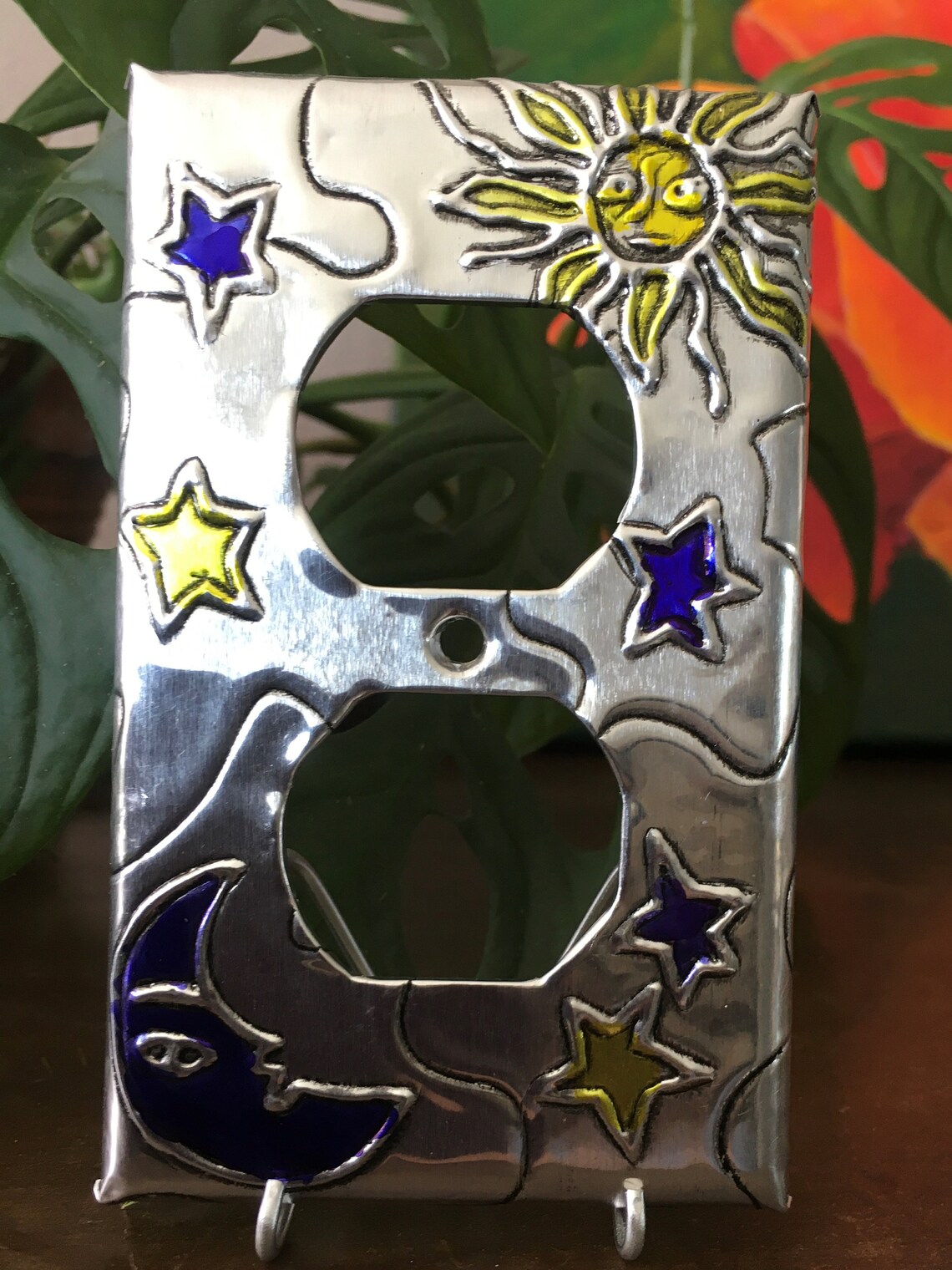 Sun Moon Stars Blue Silver Outlet Switch Plate Switchplate - Etsy