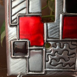 Red Black Silver Squares Geometric Single Metal Switch Plate ...