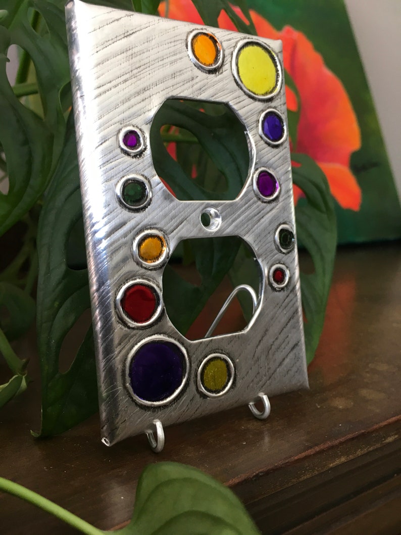 Circles Modern Multicolor Silver Metal Outlet Switch Plate - Etsy