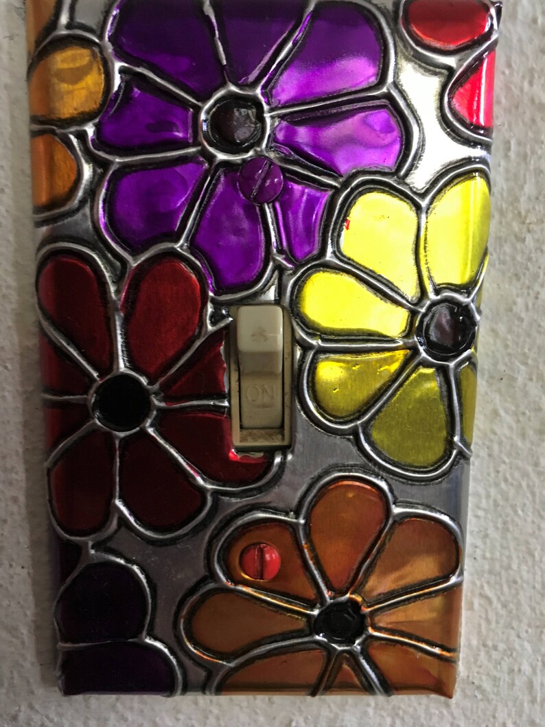 Flower Power Single Aluminum Handmade Silver Metal Switchplate Light ...