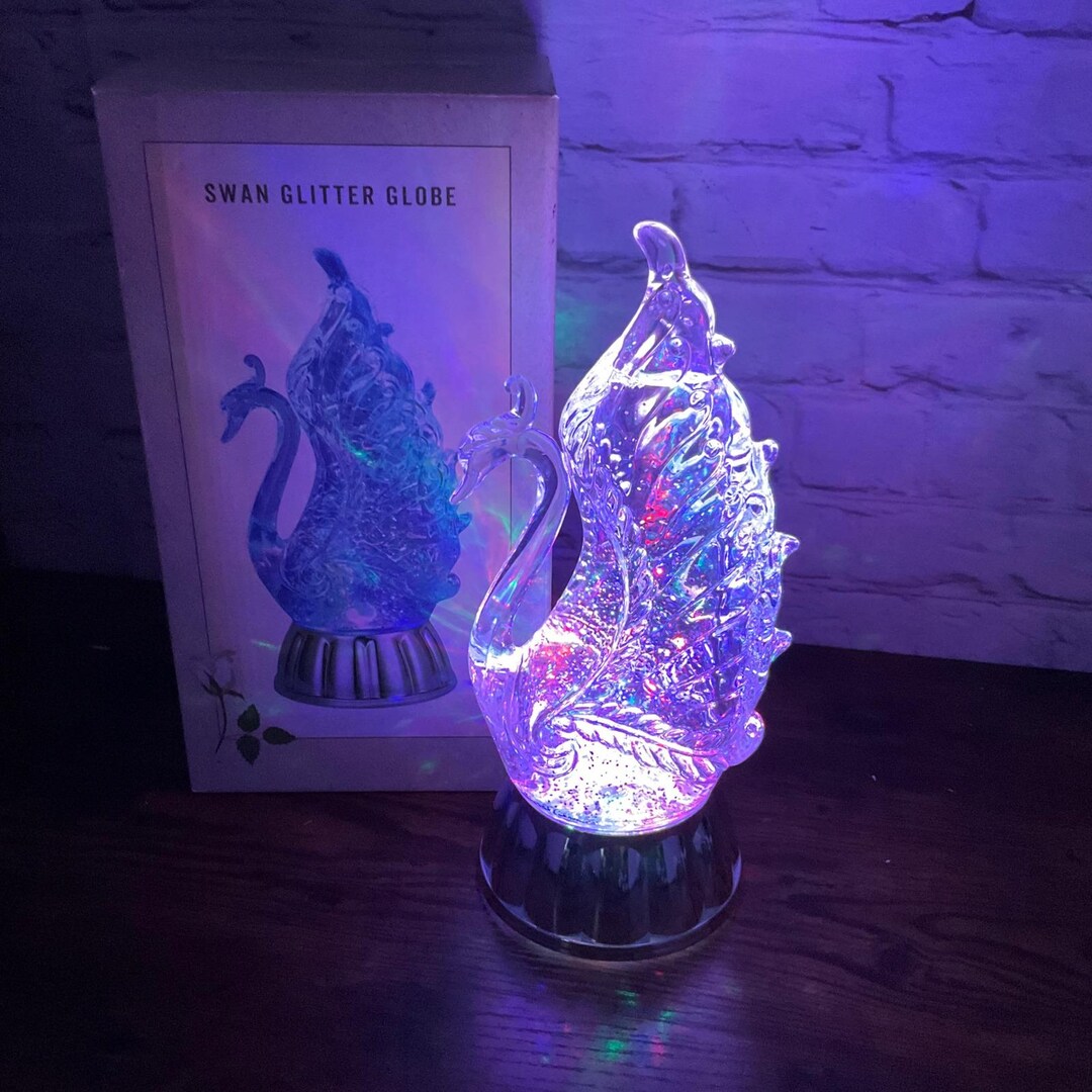 Cracker Barrel Swan Glitter Globe Light up Snow Globe Motion Display - Etsy