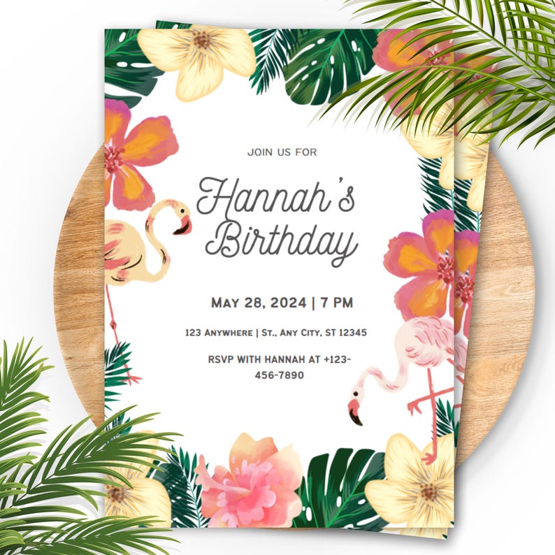 Editable Flamingo Birthday Invitation, Flamingle Invitation, Tropical ...
