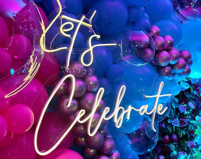 Personalized Let's Celebrate Neon Sign: Custom Party Decor - Etsy