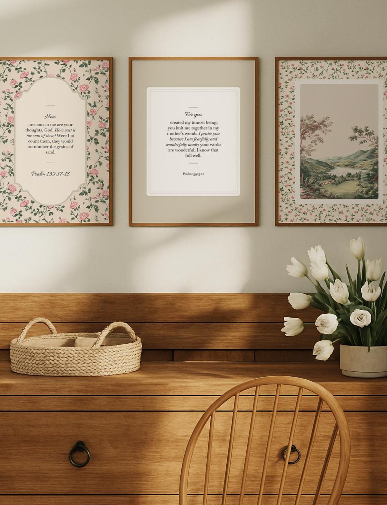 Vintage Floral Girls Room Christian Print Set of 6, Bible Verse Prints ...