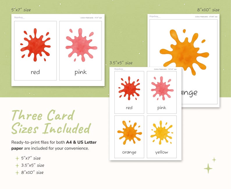Printable Colors Flashcards, Paint Splat Toddler Activities, Montessori ...