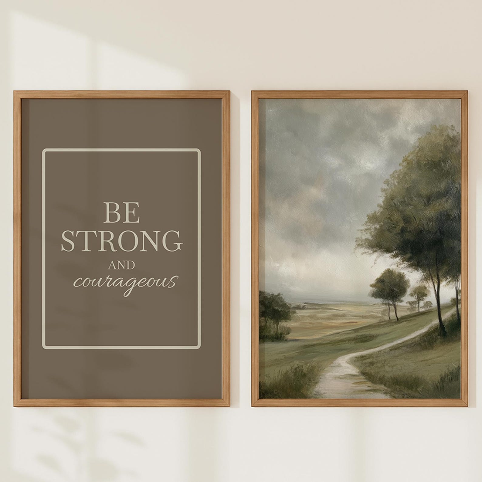 Be Strong and Courageous Bible Verse Wall Art Woodland Forest Bible ...
