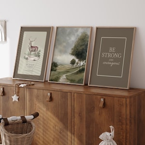 Be Strong and Courageous Bible Verse Wall Art Woodland Forest Bible ...