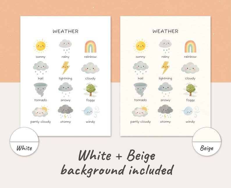 Weather Poster, Weather Chart, Montessori Printable, Weather Print ...