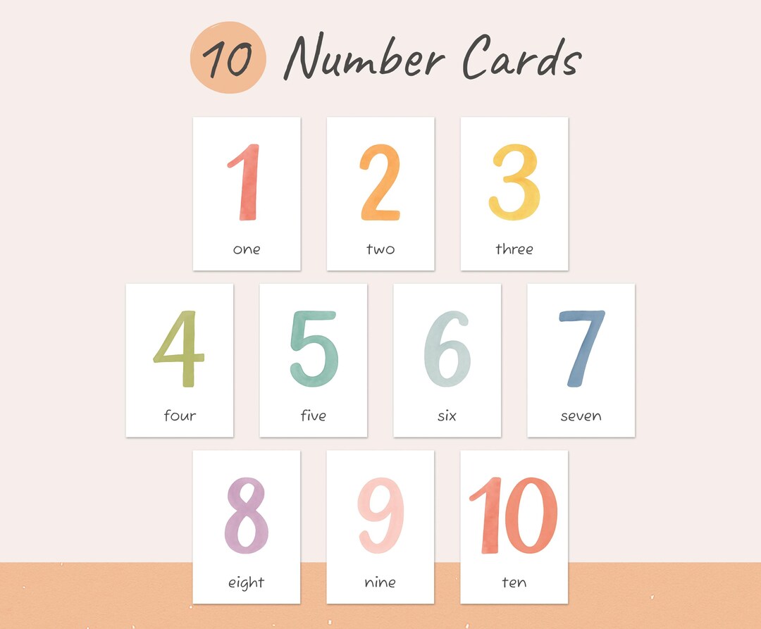 Numbers Flash Cards, Printable Numbers Flashcards 1-10, Montessori ...