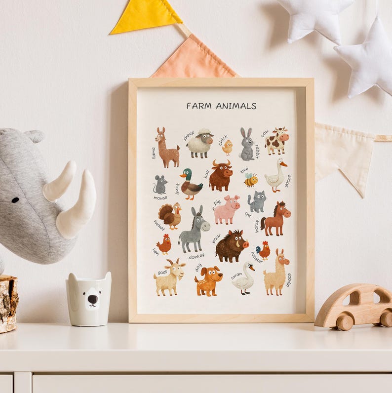3 Animal Posters, Farm Animals Poster, Ocean Animals Poster, Jungle ...
