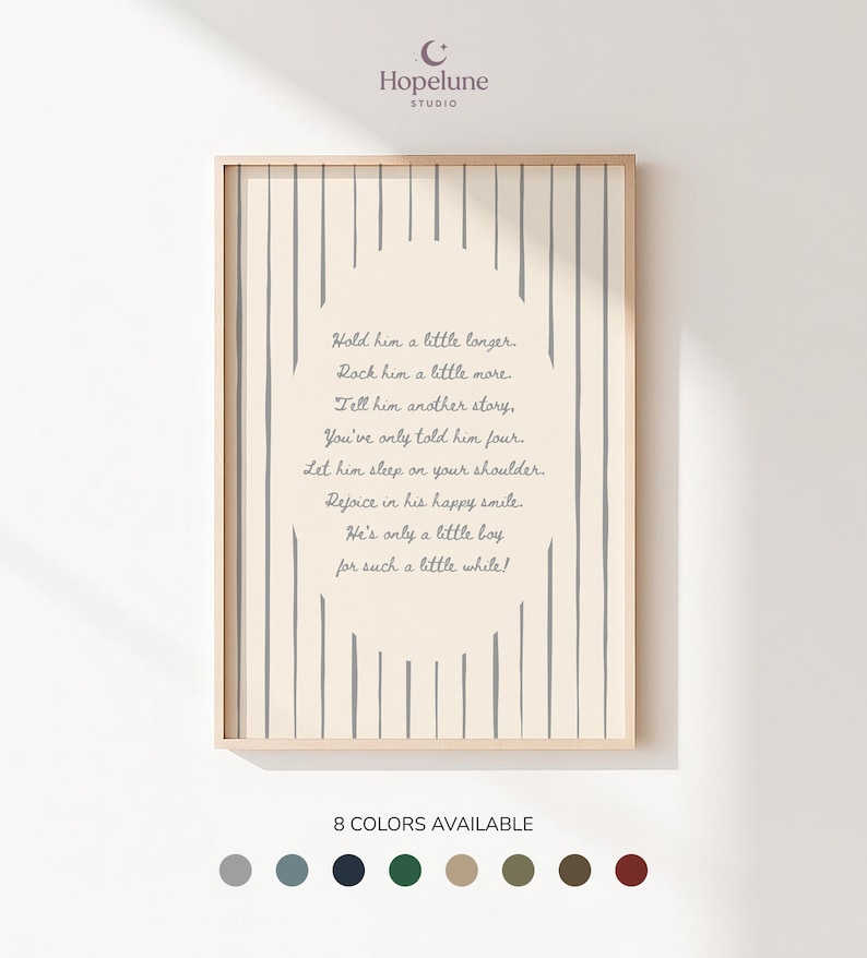 Hold Him a Little Longer Poem Print | CUSTOM PHYSICAL PRINT | Vintage ...