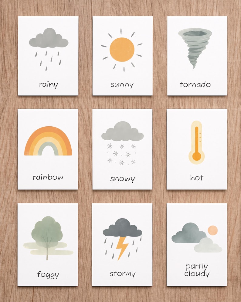 Weather Flashcards, Preschool Weather Flash Cards, Toddler Activities ...