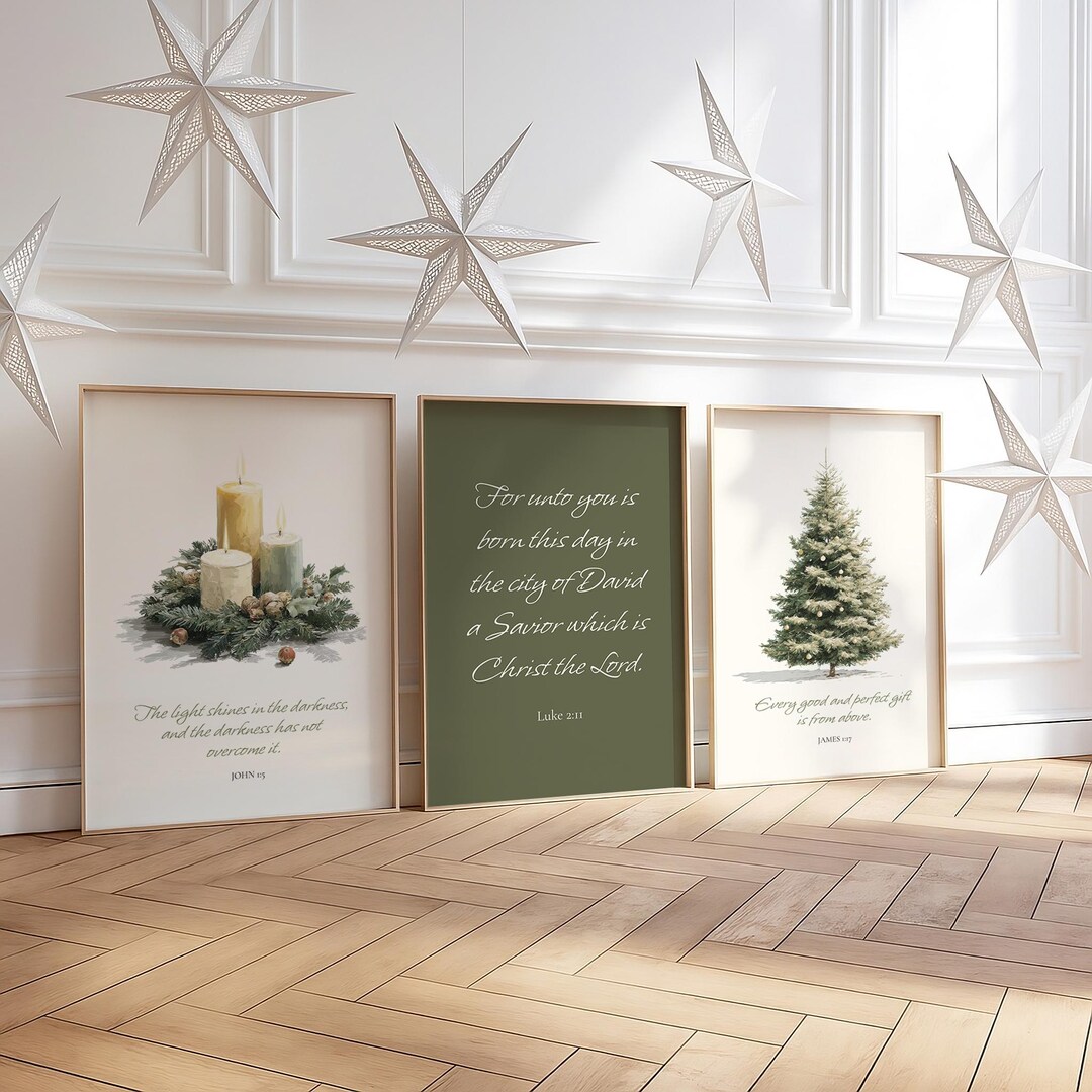 Luke 2 Bible Verse Wall Art Modern Christian Christmas Wall Art Set ...