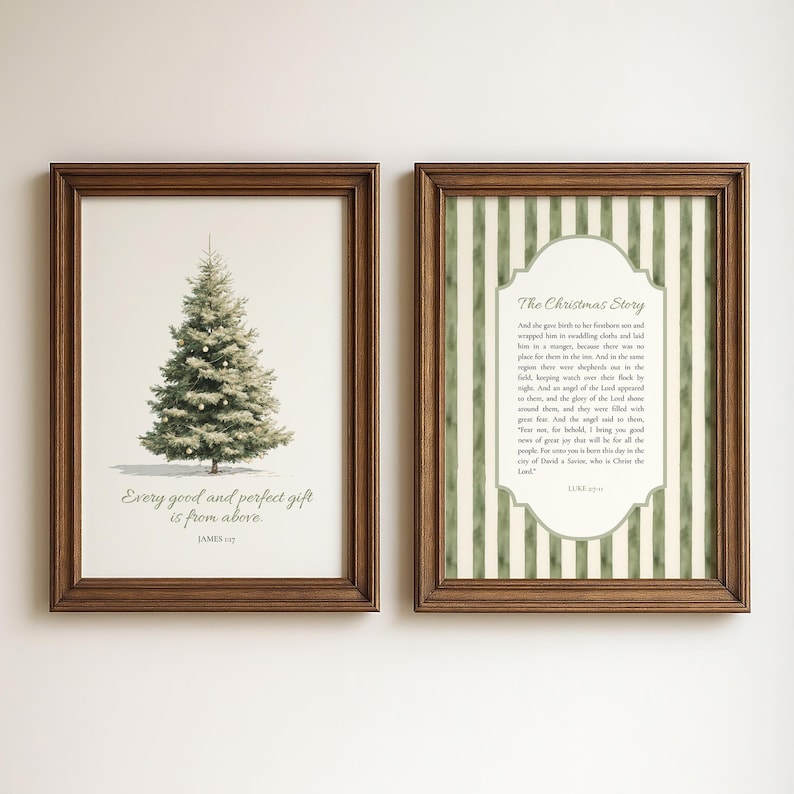 Modern Christian Christmas Wall Art Set Bible Verse Holiday Posters ...