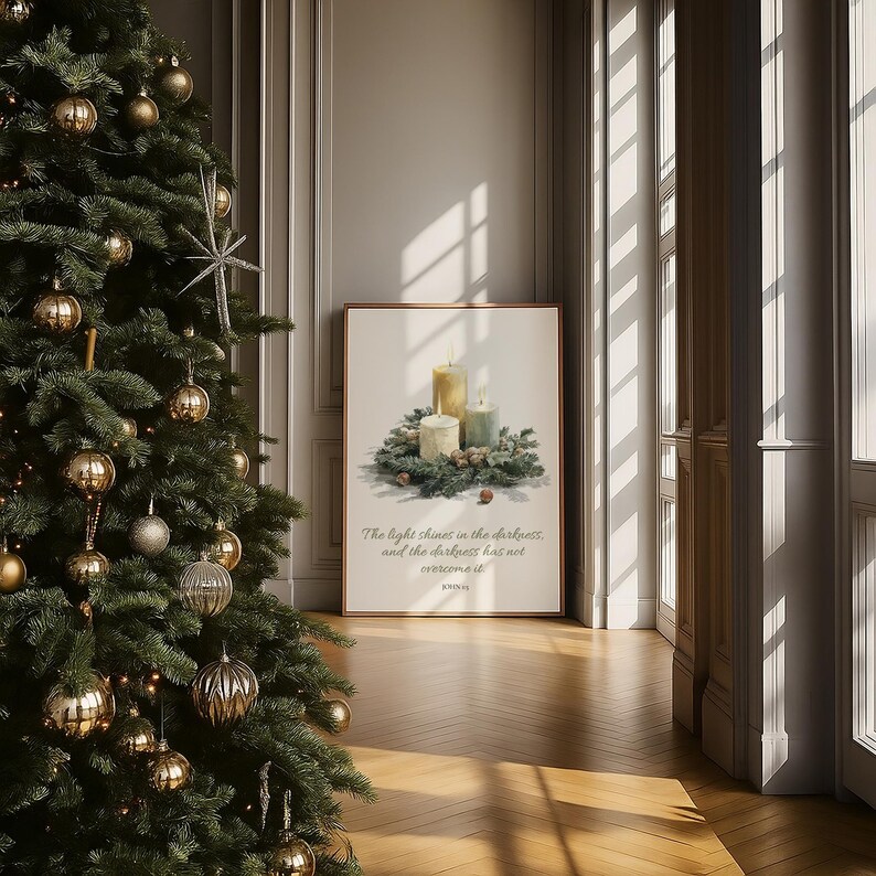 Modern Christian Christmas Wall Art Set Bible Verse Holiday Posters ...